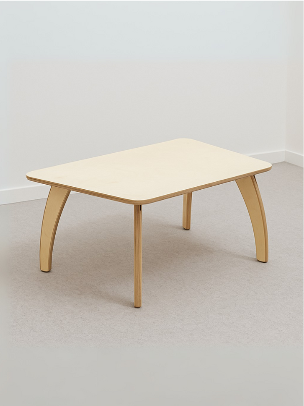 Kids Rectangular Play Table with Curved Wooden Legs – Pallatize